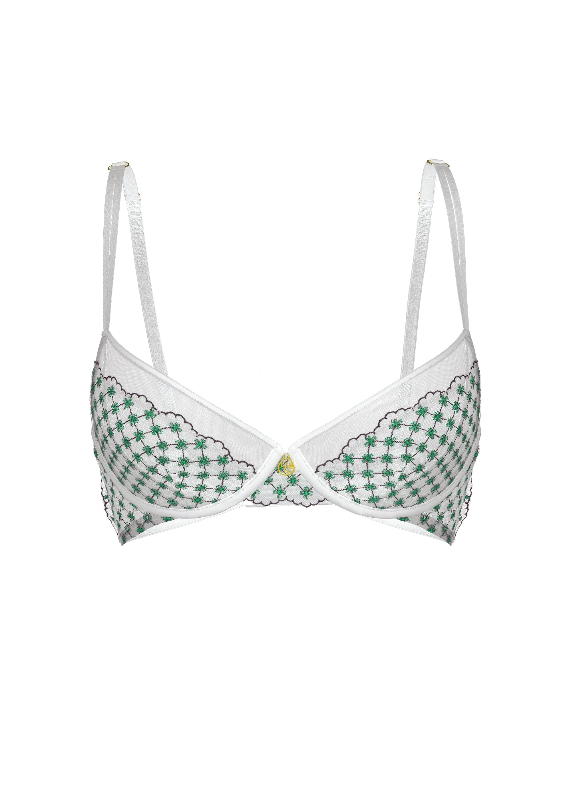 Black Mesh & Green Embroidered Bra | Luxurious Details & Support ...