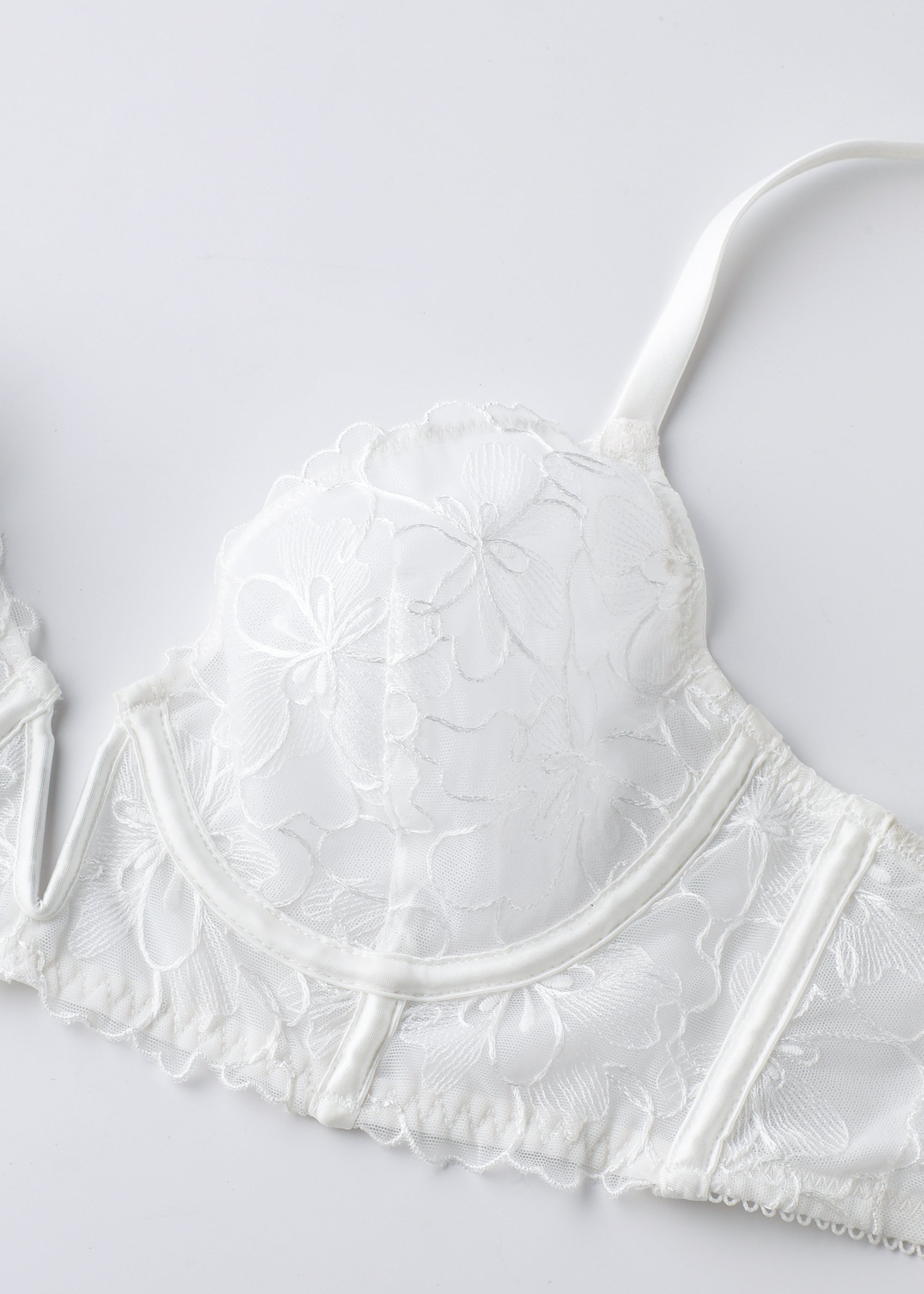 White Floral Embroidered Longline Bra | Bridal & Everyday Elegance ...