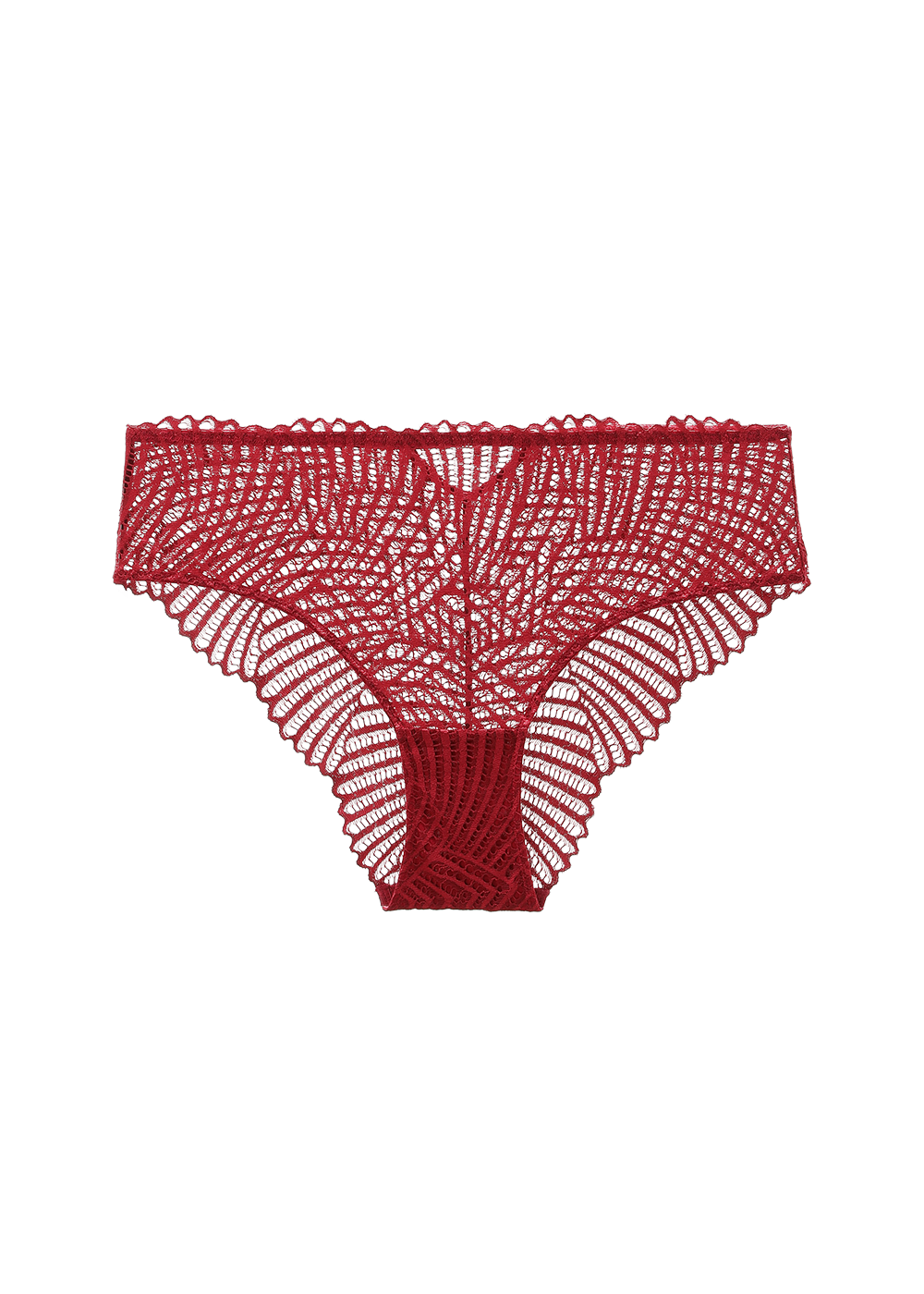Red Lace Brief Panties - Geometric Lace & Cut-Out Detail | UCALingerie