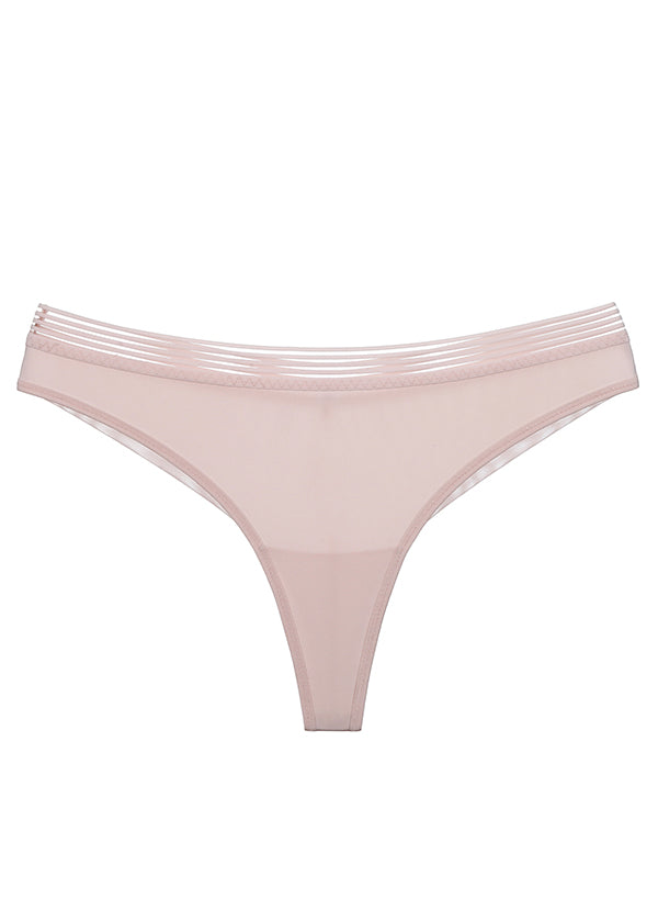 ADAH Pink Casual Cute Micro and Mesh Tanga Panties