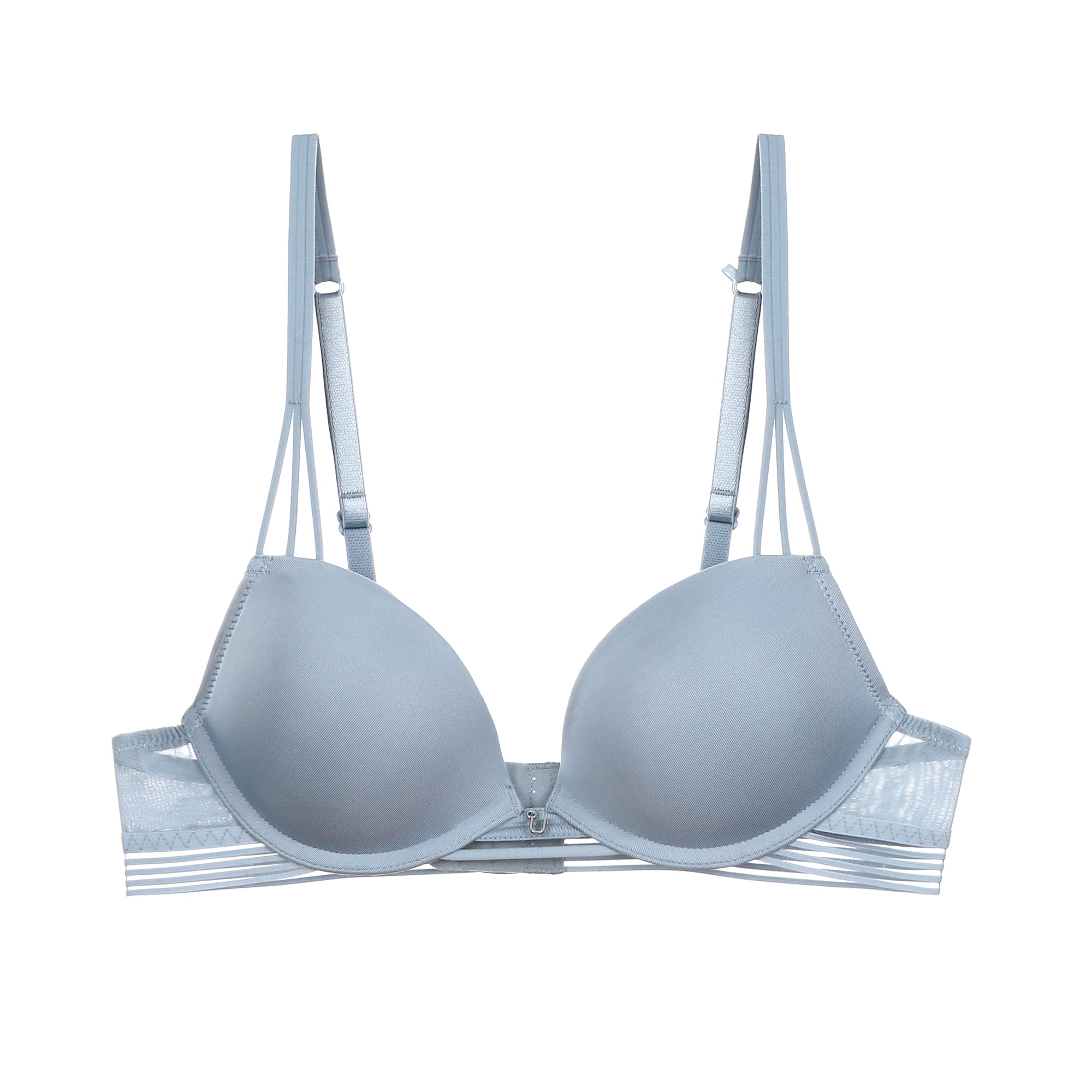 ADAH Blue Push-Up T-shirt Molded Demi Bra with Convertible Straps